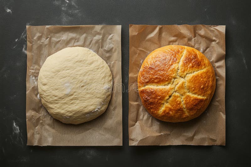 Side View Dough Baked Bread Parchment Paper Stock Photos - Free ...