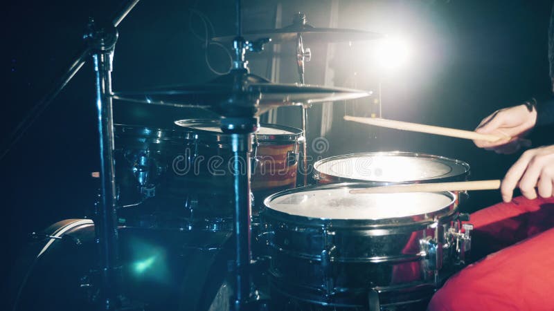 Side View of a Drum Kit during the Concert Stock Video - Video of play ...
