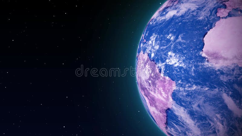 Side View of Earth Planet with Copy Space. Earth Globe Rotate in Wide ...