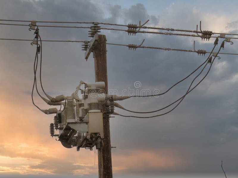 Side View of an Electric Three-phase Overhead Distribution Switch ...