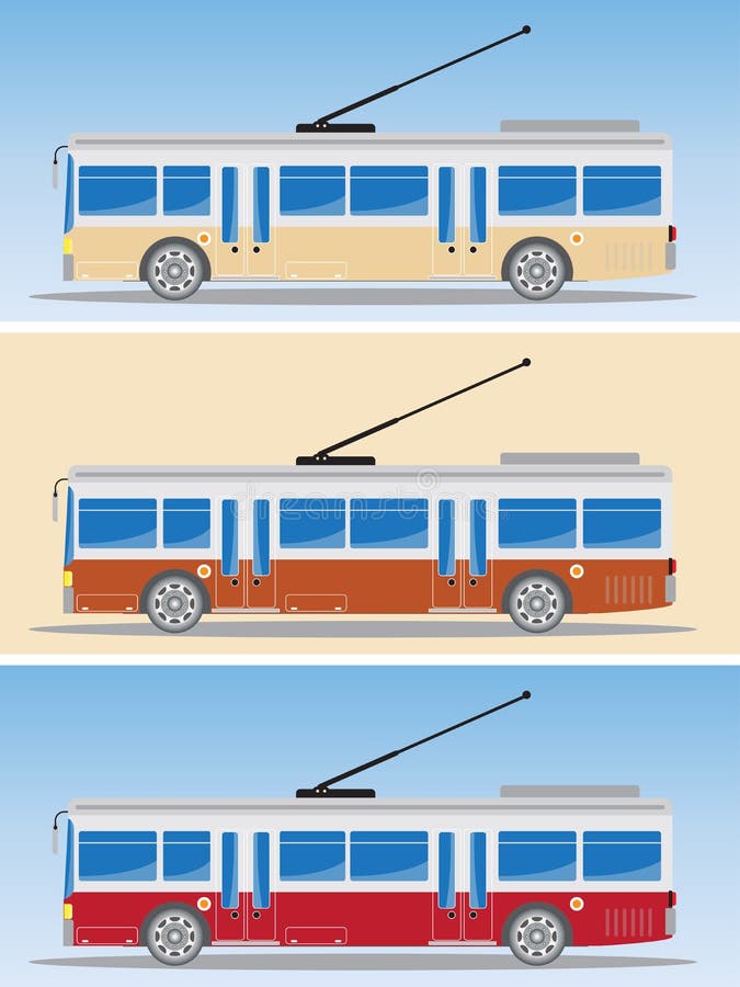 Side View of Eletric Bus or Trolley Bus Stock Vector - Illustration of ...