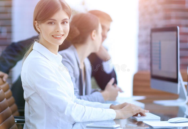 Employees Working on Personal Computers with Financial Data Stock Photo ...