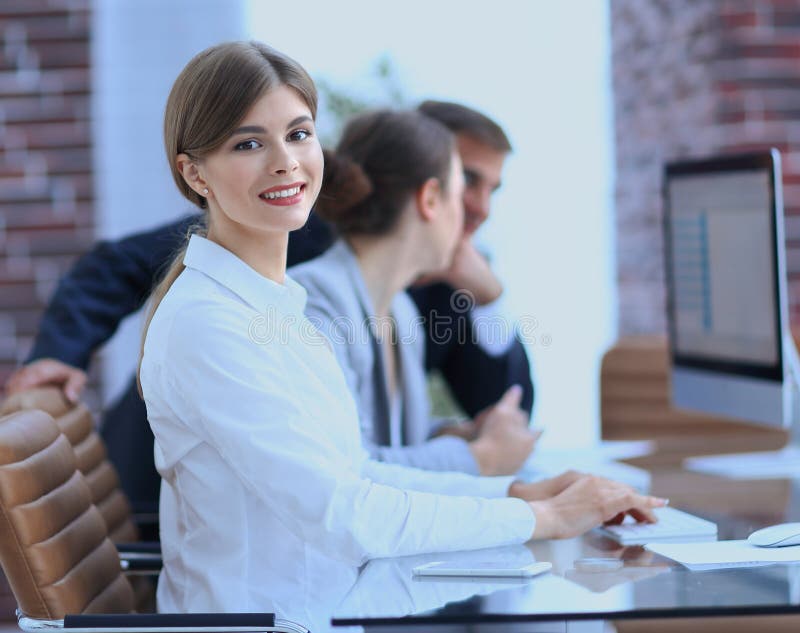 Employees Working on Personal Computers with Financial Data Stock Photo ...