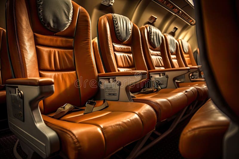Side View of Empty Airplane Seat in the Airplane before Take Off Stock ...