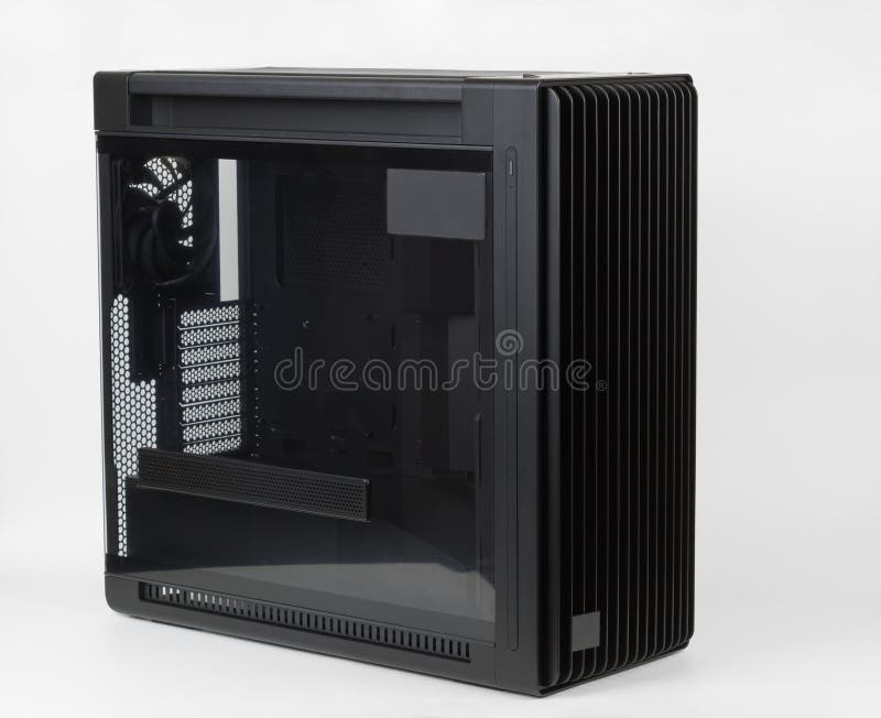 Side View of Empty Big Tower, PC Case, Chassis, Tempered-glass Left ...