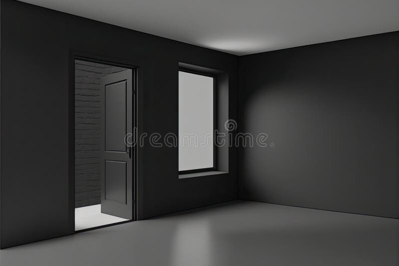 Side View of Empty Contemporary Black Interior Stock Illustration ...