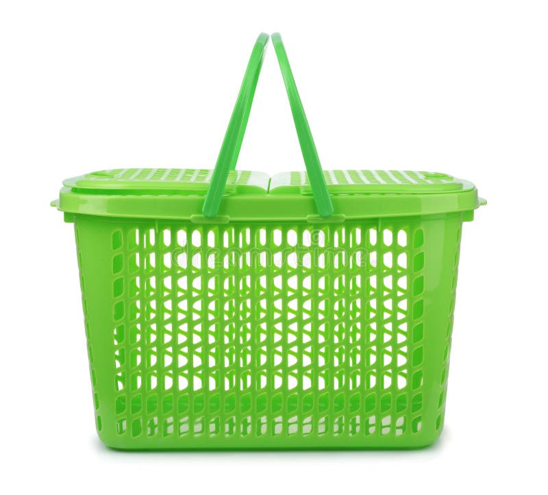 Side View of Empty Green Plastic Basket Stock Photo - Image of object ...