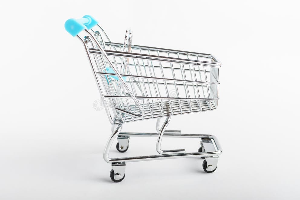 Side View of Empty Shooping Cart or Troley Isolated on White Stock ...