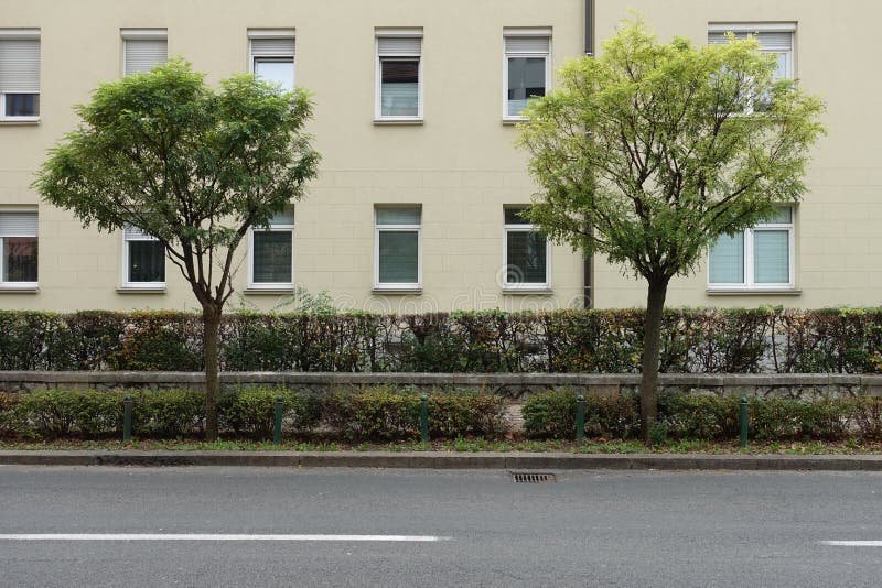Side View of Empty Street stock image. Image of building - 195589587