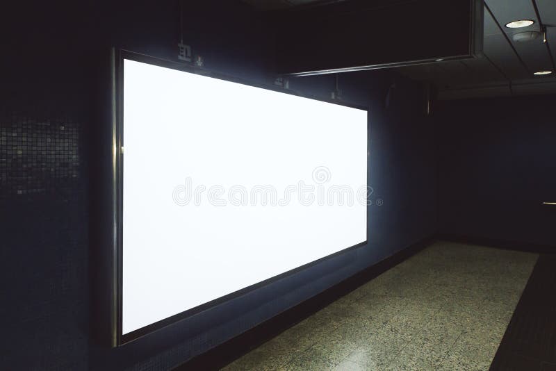 Side View of Empty White Banner Stock Photo - Image of metro, banner ...