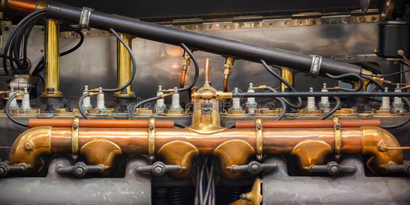 Engine of an Early Twentieth Century British Luxury Car Stock Image ...