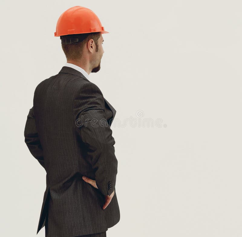 Side View.experienced Engineer Looks at the Blank Screen. Stock Photo ...