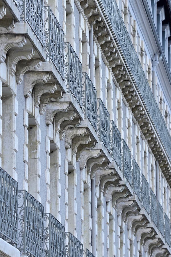 Side View of the Facade of a Classic Building with Wrought Iron Design ...