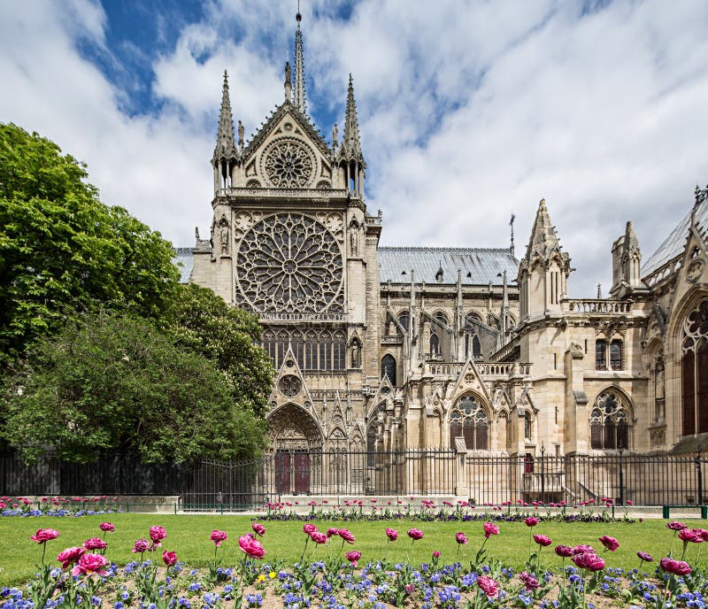 Side View of the Famous Notre Dame Cathedral in Paris, France Stock ... Side View of the Famous Notre Dame Cathedral in Paris, France Stock ...