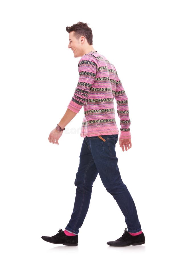 Young Man Walking Sad Bore Side View Stock Image - Image of male, wear ...