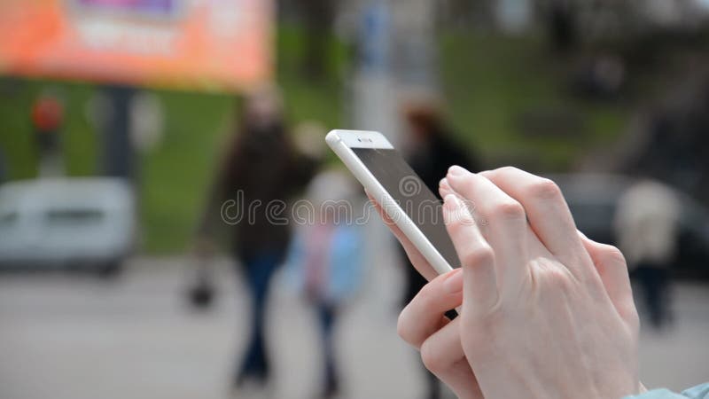 Side View of Female Fingers Tapping on Cellphone Stock Footage - Video ...