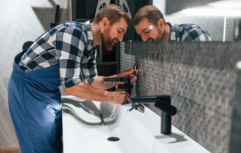 Side View. Fixing Water Tap Stock Image - Image of assemble, drain ...