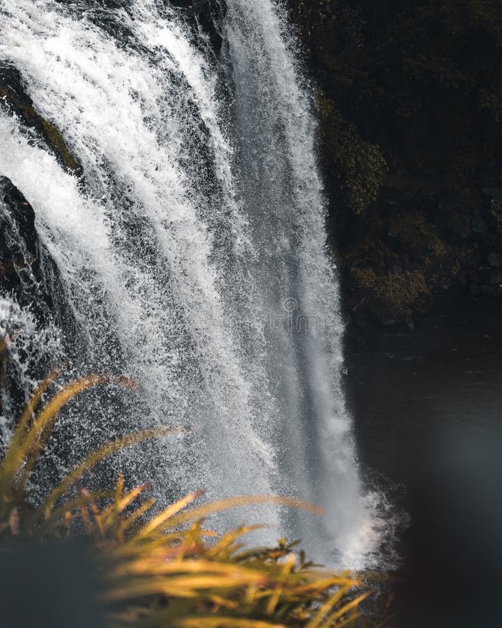 Side View of a Foamy Flood Waterfall on a Sunny Day Stock Photo - Image ...