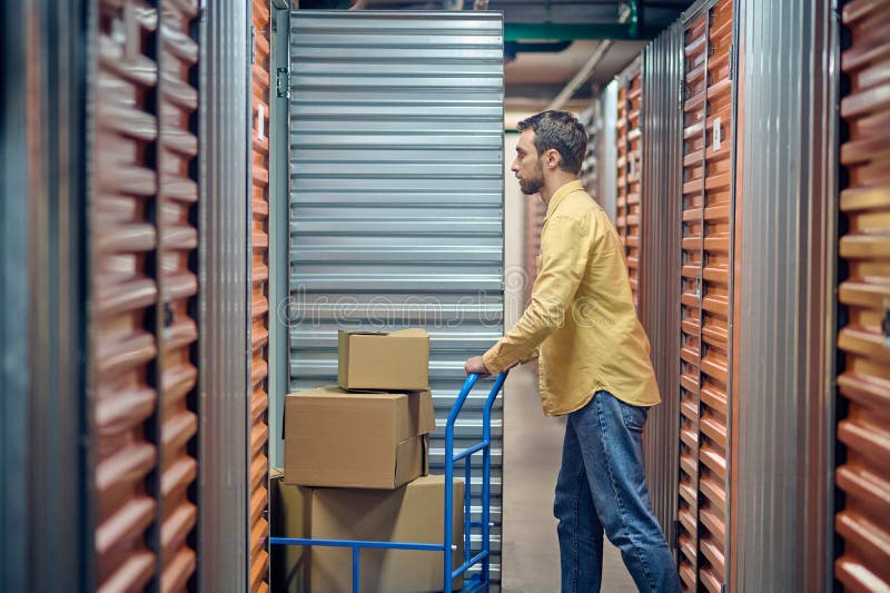 Male Worker Entering the Open Shipping Container Stock Image - Image of ...
