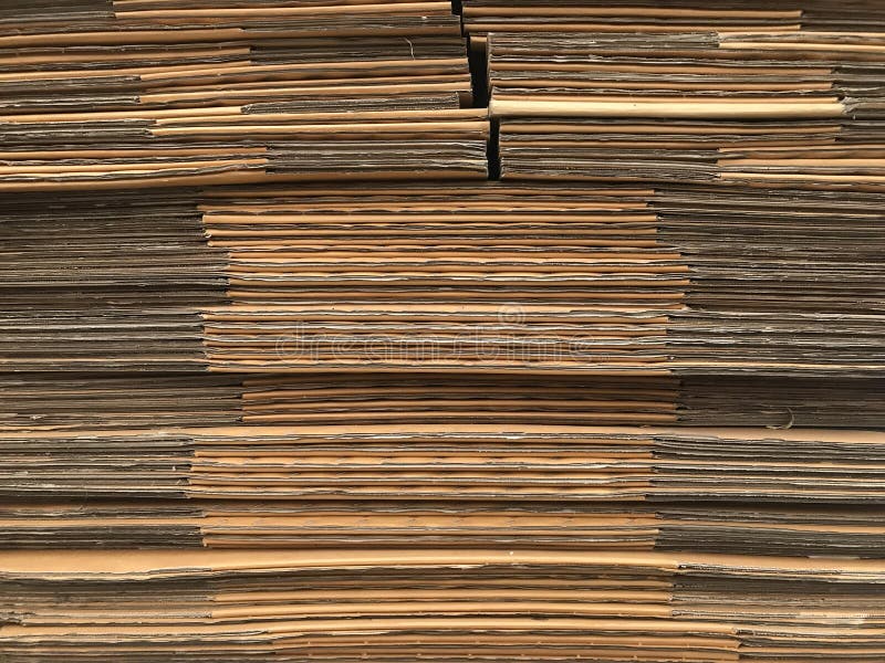 Side View of Folded Brown Paper Box Stack Prepare for Using. Stock ...