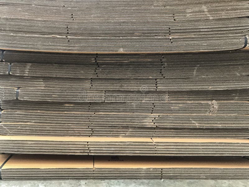 Side View of Folded Brown Paper Box Stack Prepare for Using. Stock ...