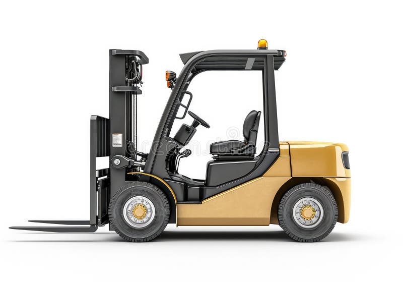 Side View of a Forklift Isolated on White Background Stock Illustration ...