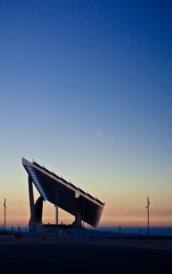Side View of Forum at Sunset Stock Photo - Image of barcelona ...