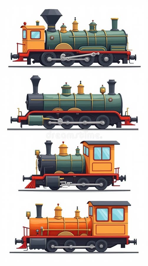 Cartoon Train Engine Side View Train Side View Stock Illustrations,