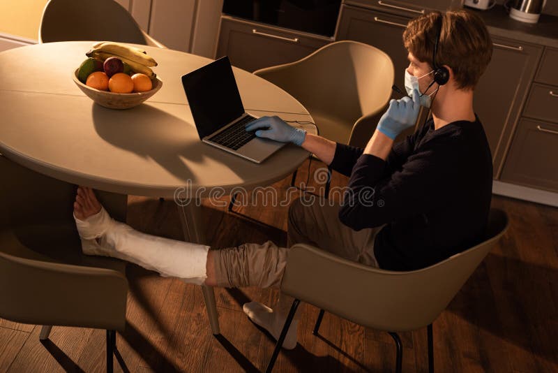 Side View of Freelancer in Medical Stock Image - Image of health ...