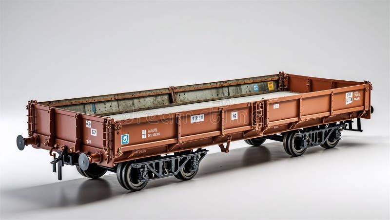 Side View of a Freight Platform Rail Wagon with Open Surface and ...