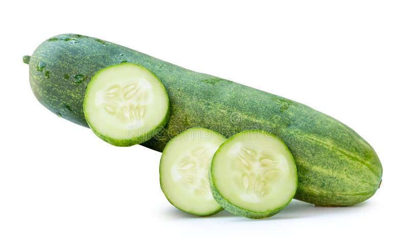 Side View of Fresh Green Cucumber with Slices in Circle Shape in Stack ...