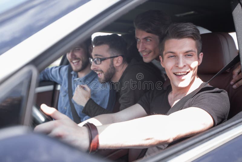 Side View . Friends on a Car Trip Stock Image - Image of automobile ...