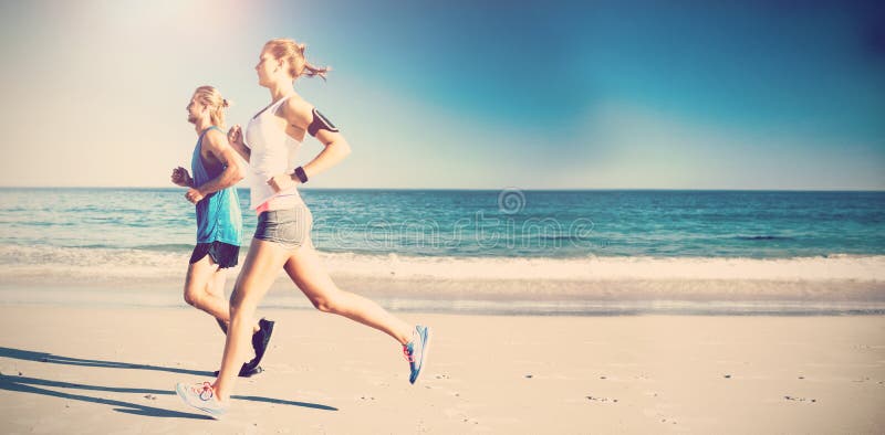 Jogging on the beach stock image. Image of wave, twilight - 19750961