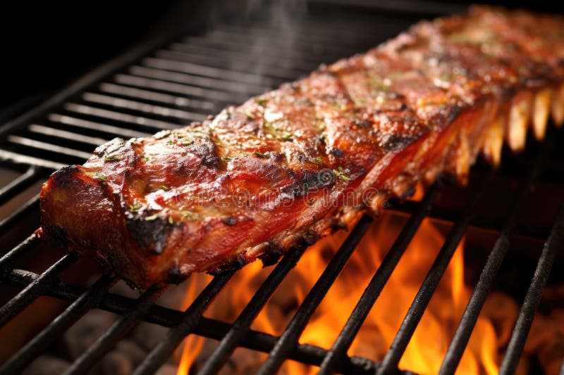 Side View of a Full Rack of Ribs with Smoke Stock Image - Image of ...