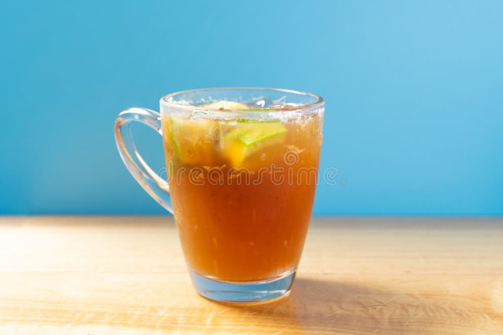 Side View Glass Cup of Iced Lemon Horizontal Composition Stock Photo ...