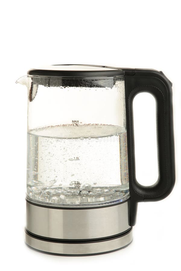 Side View of Glass Electric Kettle with Water Isolated on White Stock ...