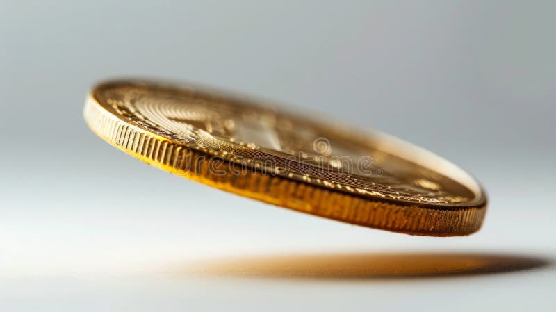 Side View of a Gold Coin in Mid-air. Stock Image - Image of market ...