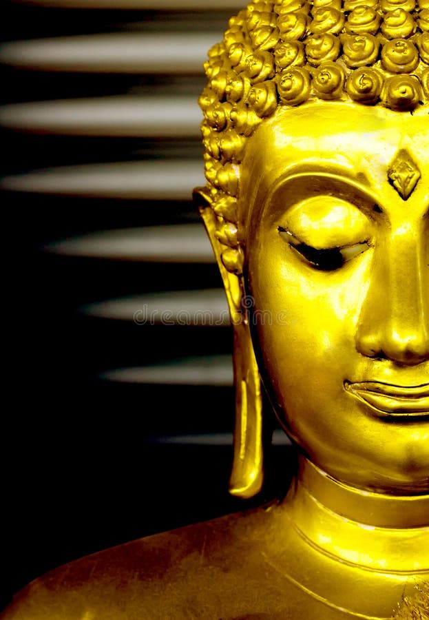 Side View of Golden Buddha Statue Stock Image - Image of sculpture ...