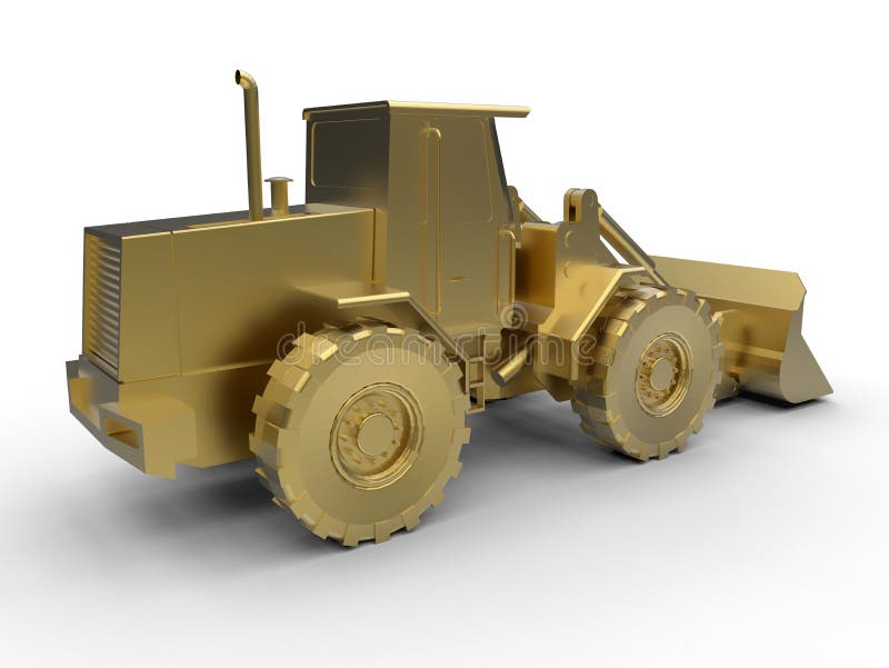 Side View of a Golden Bulldozer Stock Illustration - Illustration of ...