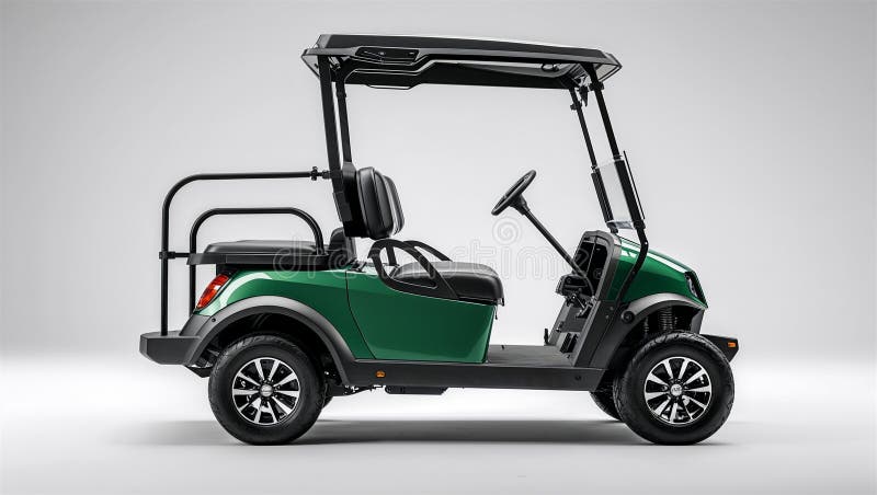 Side View of a Golf Buggy with Side Doors and Rear Seat Isolated on ...