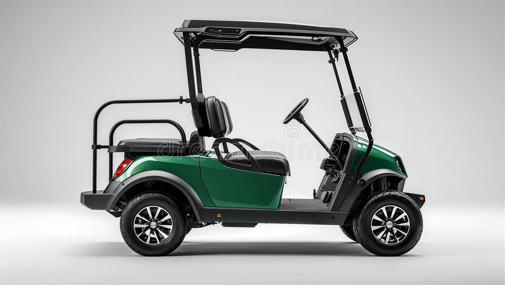 Side View of a Golf Buggy with Side Doors and Rear Seat Isolated on ...