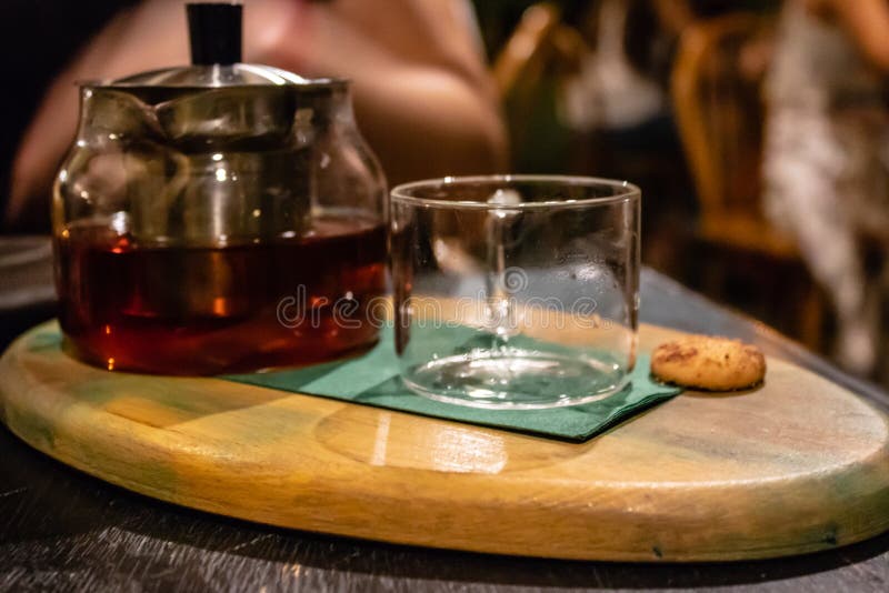 A Side View of a Good Looking Tea Pot and Glass Stock Image - Image of ...