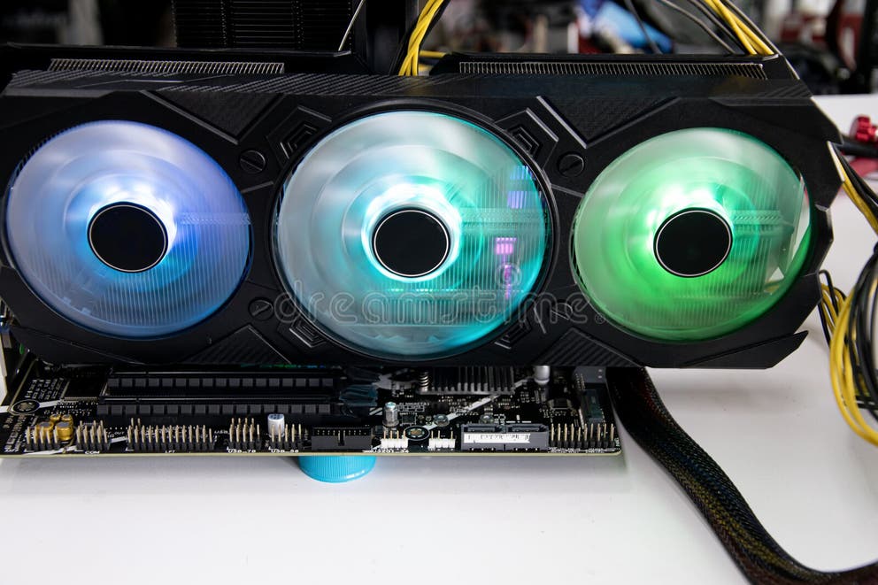 Side View of the Graphics Card in Operation Stock Photo - Image of ...