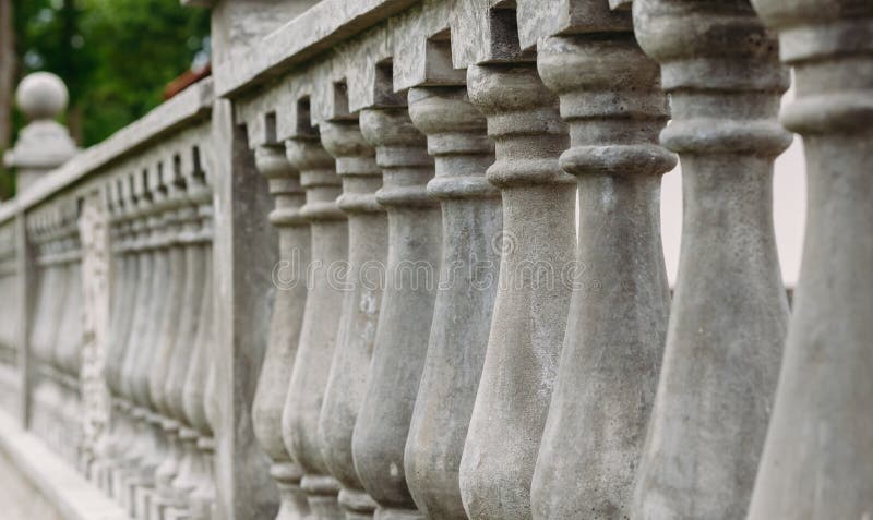 Side View of Gray Baroque Balustrade. Column Order Stock Image - Image ...