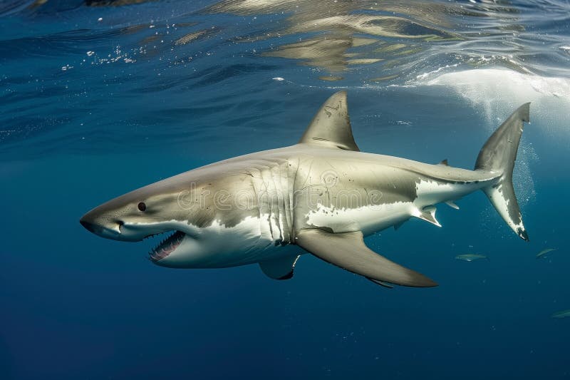 Side View of a Great White Shark with Mouth Agape Stock Image - Image ...