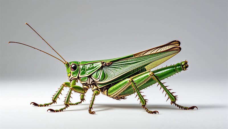 Side View of Grasshopper in Relaxed Posture with Wings Folded and Legs ...