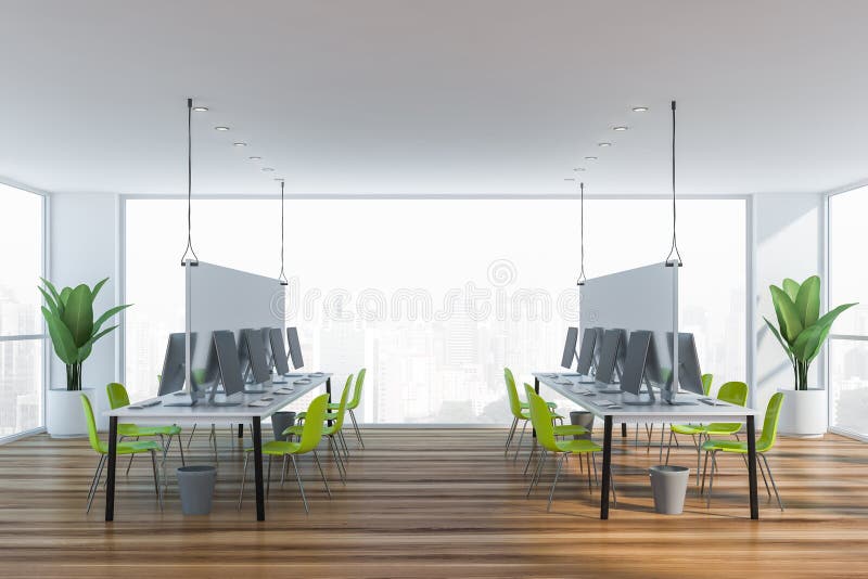 Green Open Space Office with Reception Stock Illustration ...