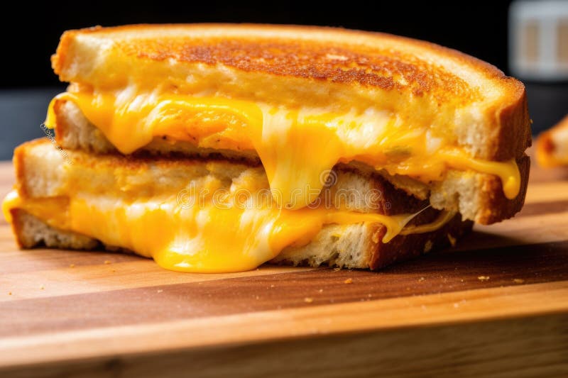 Side View of a Grilled Cheese Sandwich Cut in Half Stock Illustration ...