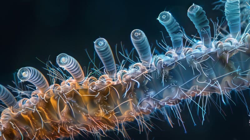 A Side View of a Group of Nematode Worms Showing the Precise and ...
