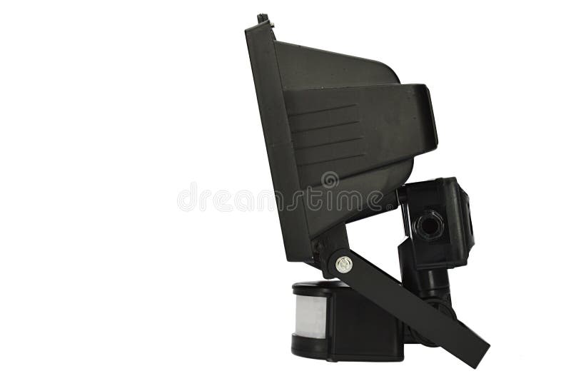 Side View of Halogen Security Light with Motion Sensor, Black Finish ...